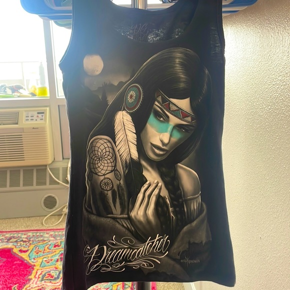 og angels | Tops | Og Angels Small Black Tank With Native American ...